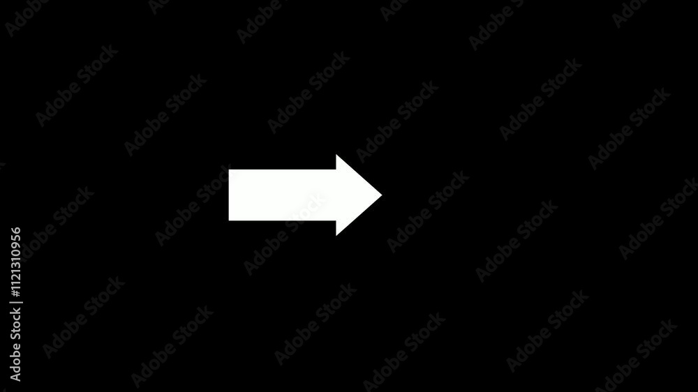 Minimalist white arrow rotates clockwise against black backdrop in ...