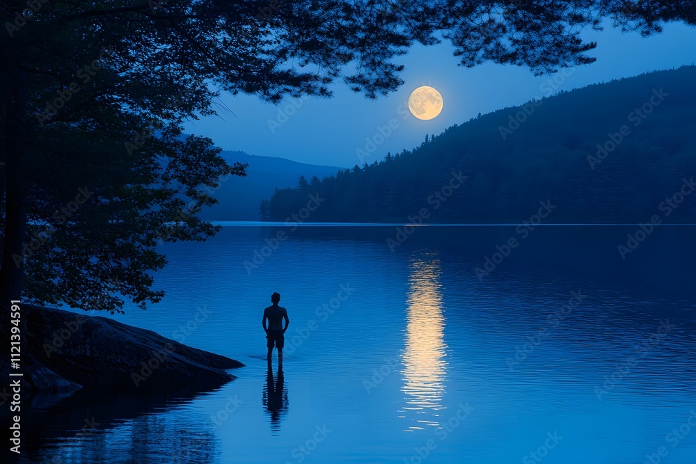 Going skinny dipping at night Stock Illustration | Adobe Stock