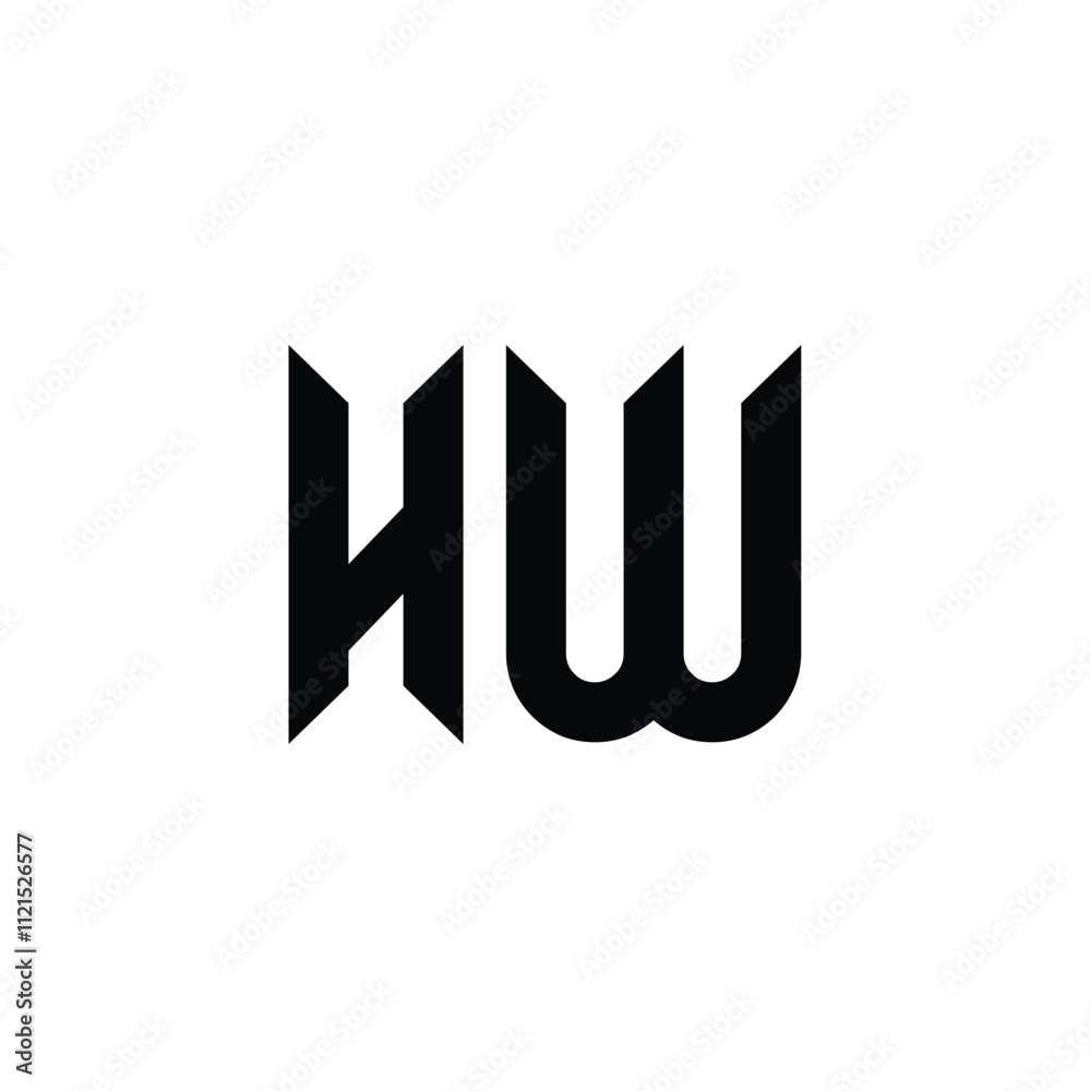 HW monogram logo design letter text name symbol monochrome logotype ...