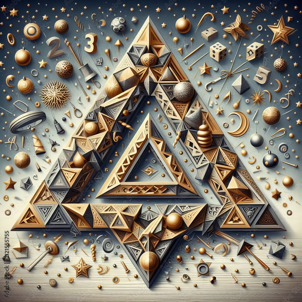 Penrose Triangle Year Impossible figure incorporating the old an Stock ...