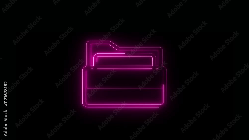 Glowing neon file folder sign. Glowing neon Folder icon isolated on ...
