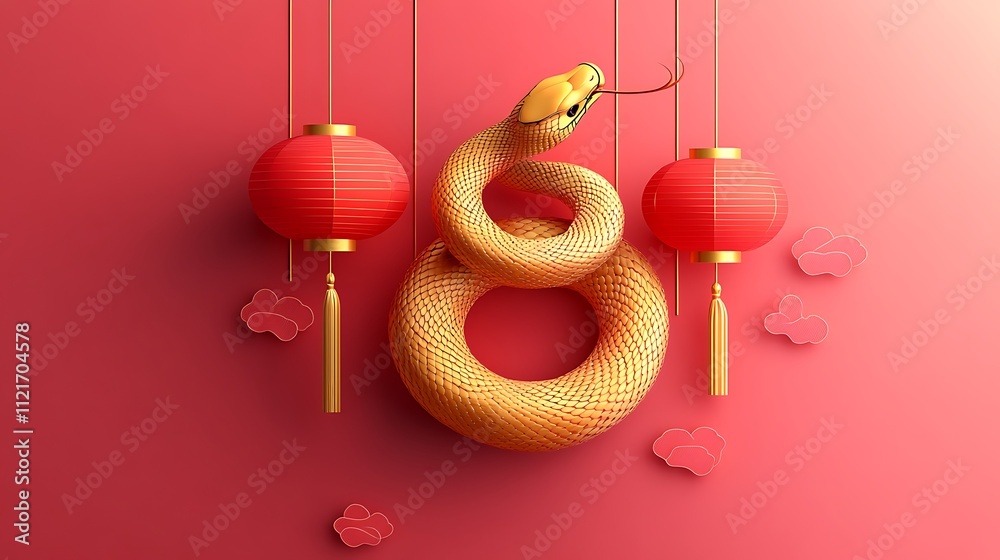 Chinese New Year illustration with the Year of the Snake theme ...