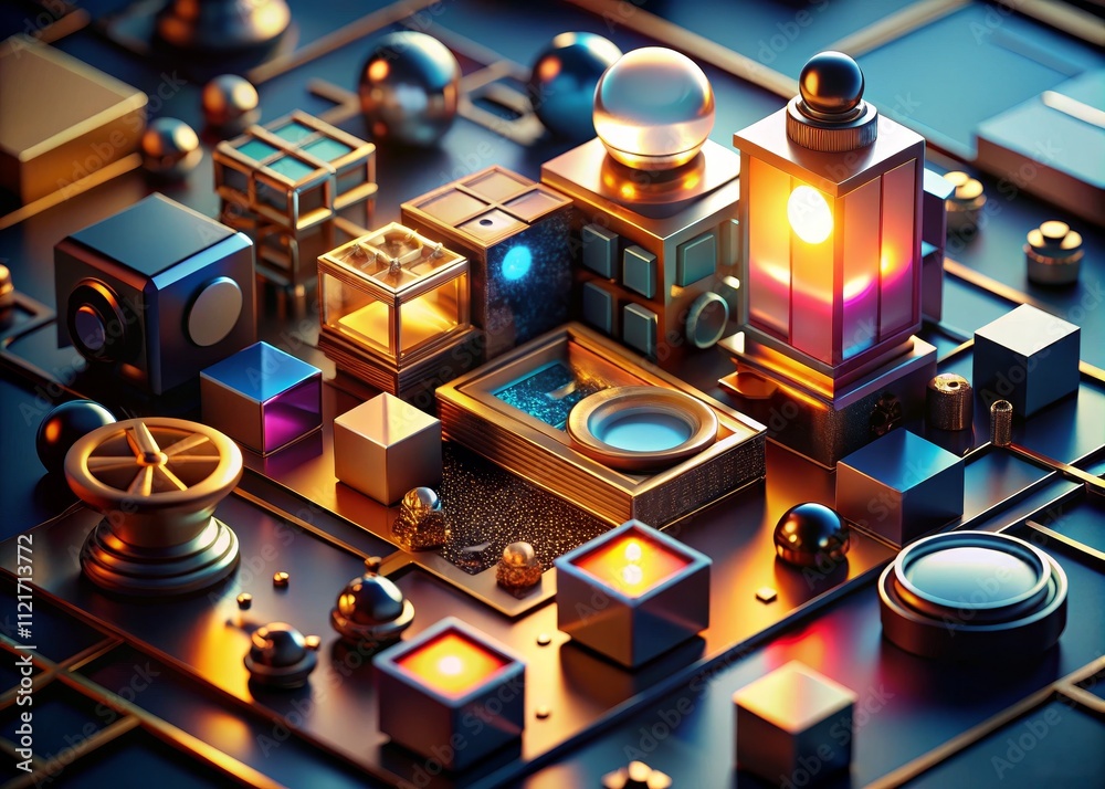 Dark scene, 3D modeling process, digital assets, studio lighting ...