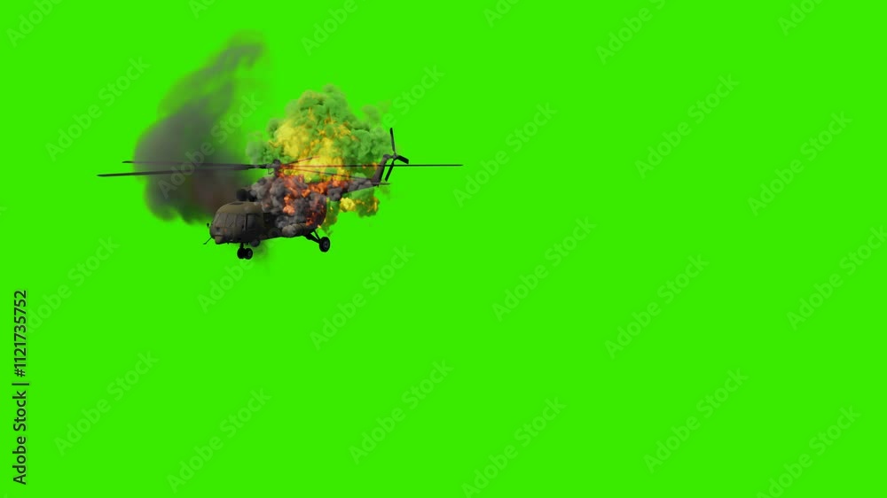 Green screen helicopter crash or huge explosion. Total three type of ...