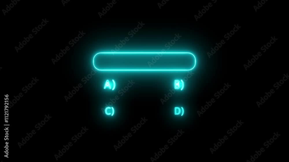 Neon quiz game template. Four options answers for knowledge exam in ...