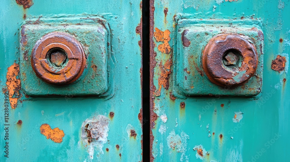 Rusty steel door bolts with temporary tightening mechanisms showcasing ...