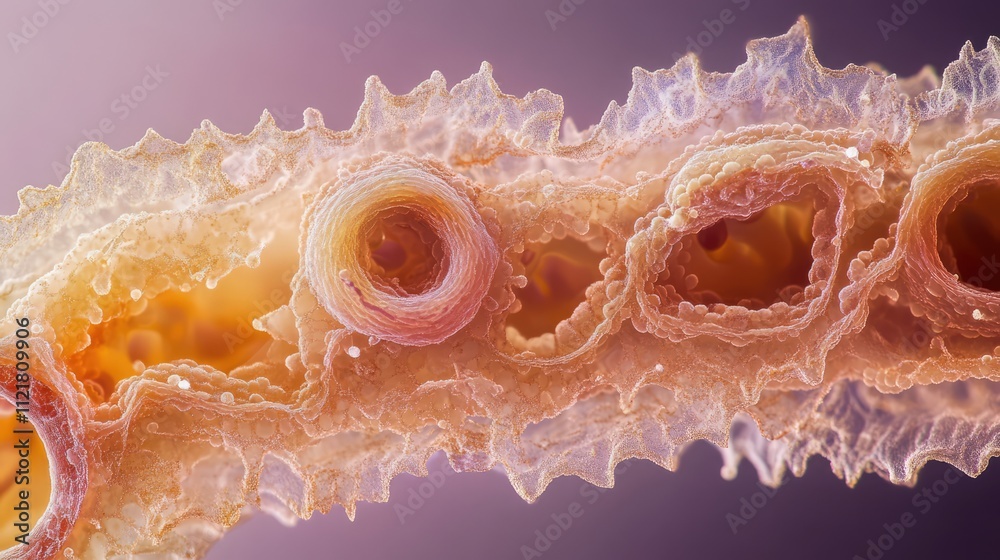 ภาพประกอบสต็อก Detailed view of the proglottid segment of a tapeworm ...
