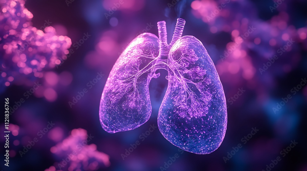 Transparent 3D digital illustration of human respiratory system ...