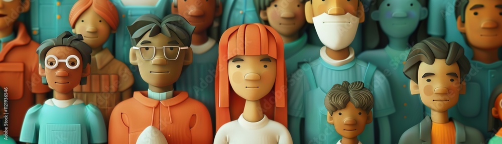 Create a series of 3D clay icons that represent various social media ...