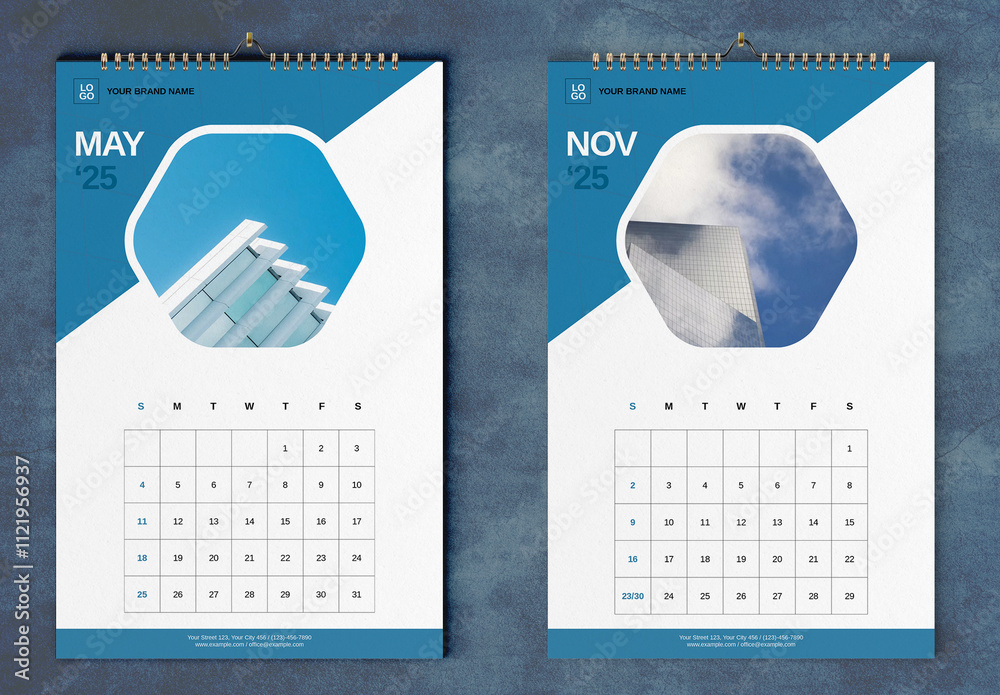 Architecture Wall Calendar 2025 Layout Stock Template | Adobe Stock