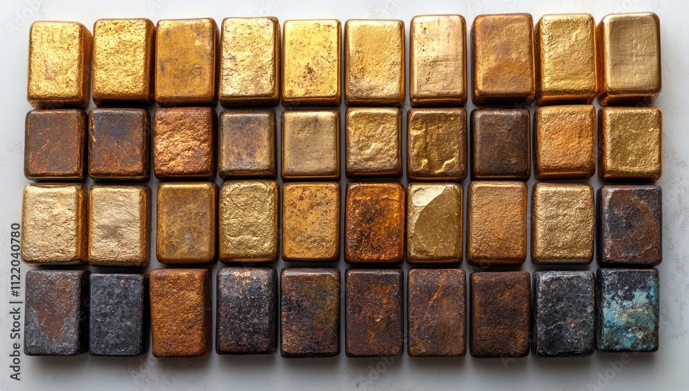 Here's a description and keywords for your image.. Gold, bronze, and ...