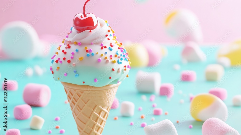 BTC logo as cute ice cream cone rendering in pastel colors with candy ...