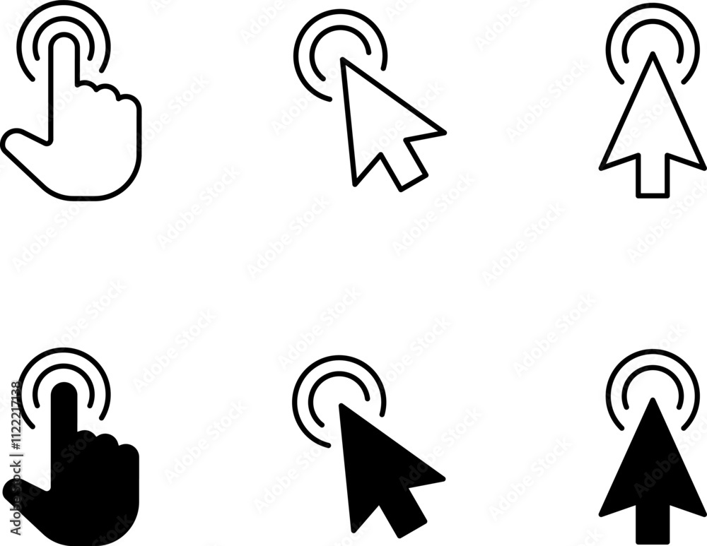 Mouse click cursor and loading icon for web computer mobile app or ui ...