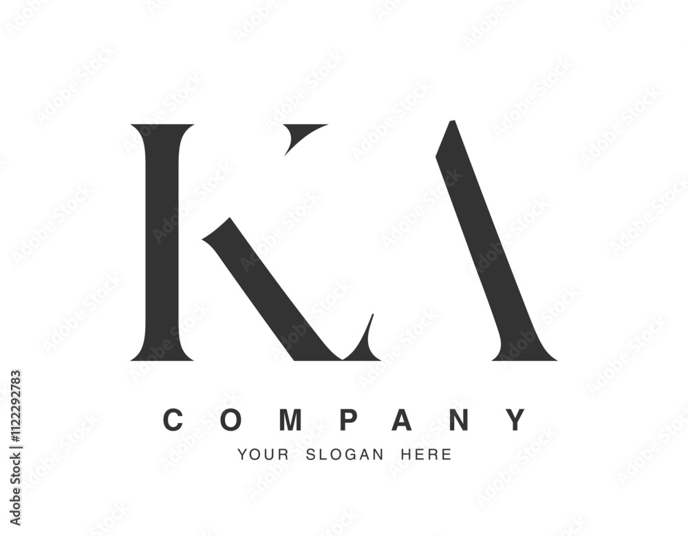 KA logo design. Initial letter k and a serif font style. Creative ...