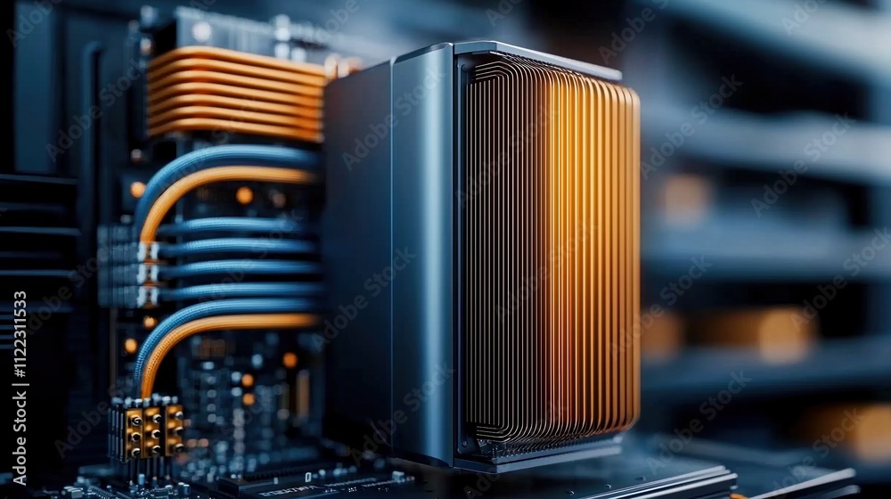 High-end gaming PC featuring RGB lighting and liquid cooling with a ...