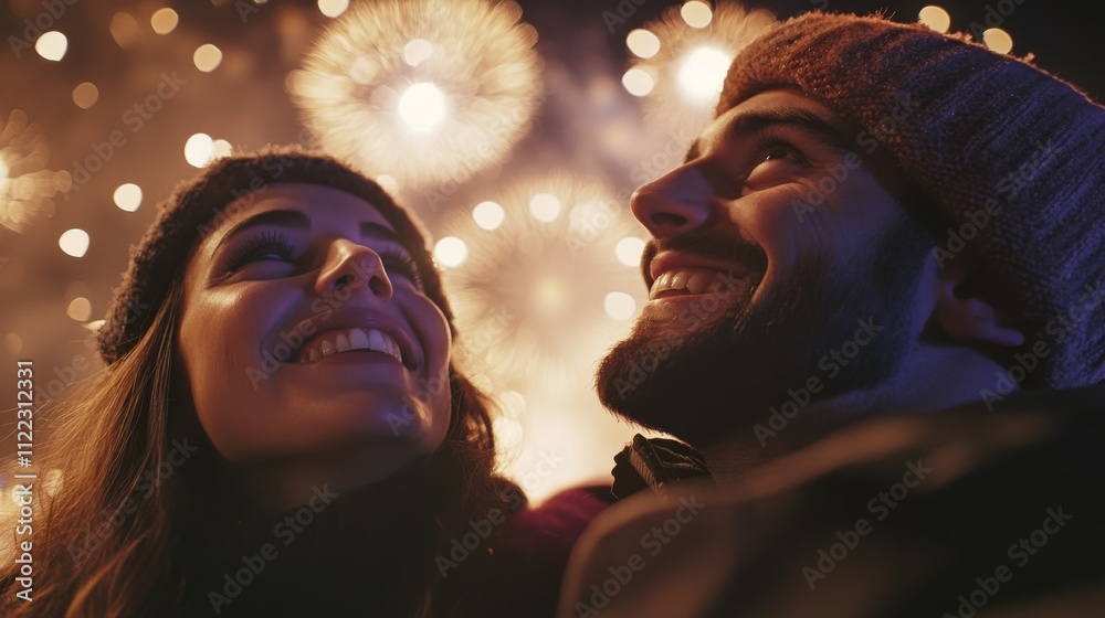 25.Closeup of peopleâ€™s faces illuminated by fireworks, watching the ...