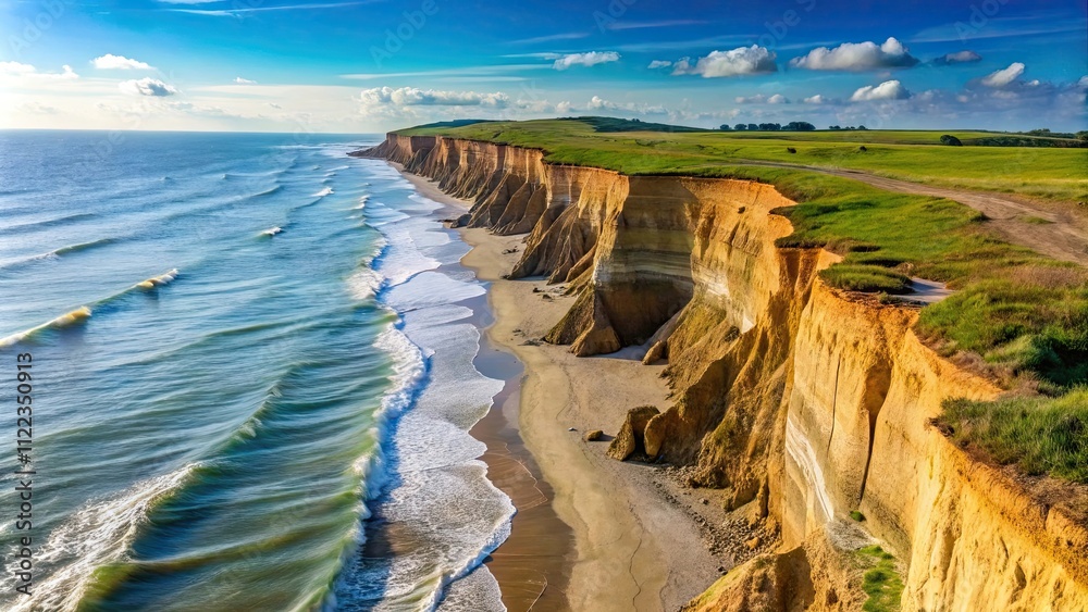 Sea coast cliff erosion showing the gradual loss of land due to natural ...