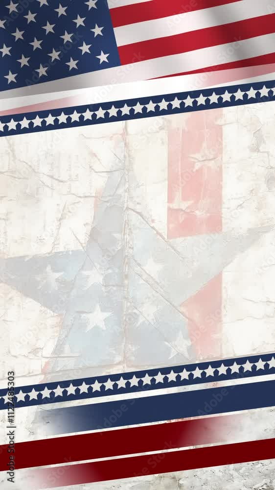 Patriotic American vertical animated video background. USA Red, white ...