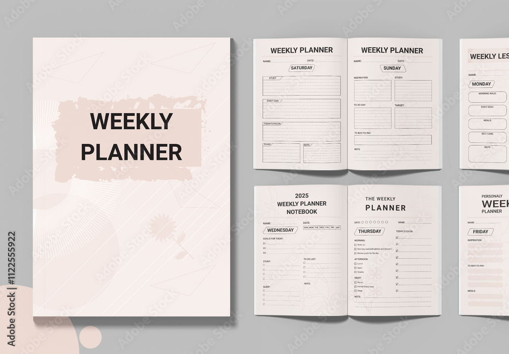 Weekly Planner Template Layout Stock Template | Adobe Stock