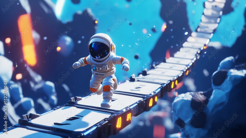 Level map for cosmic game with little astronaut run on flying platforms ...