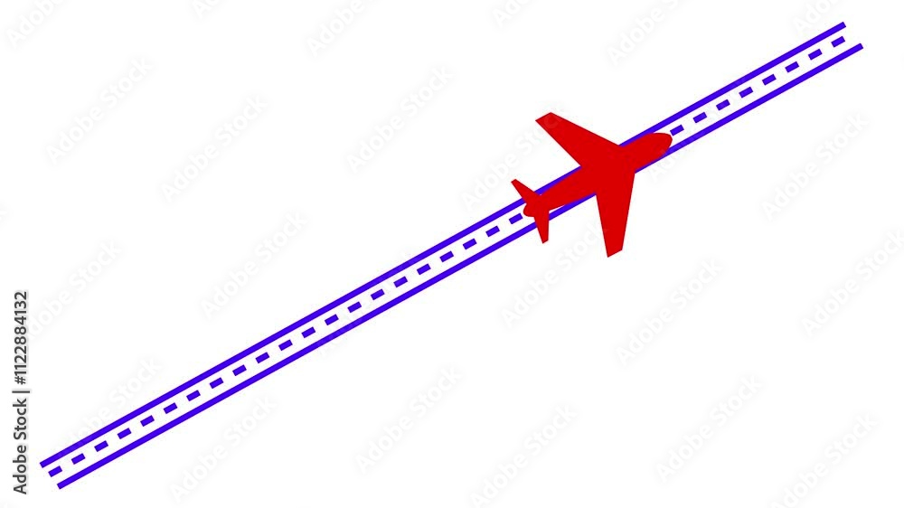 Airplane line path animation, air plane flight route with start point ...