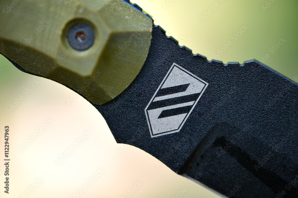 Ukraine, Kyiv. 20.06.2024. combat knife. the knife will stick in the ...