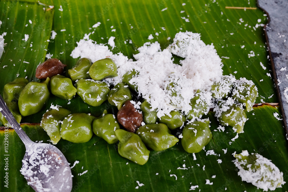 Klepon Tanah Lot is Indonesian traditional food or dessert made of ...
