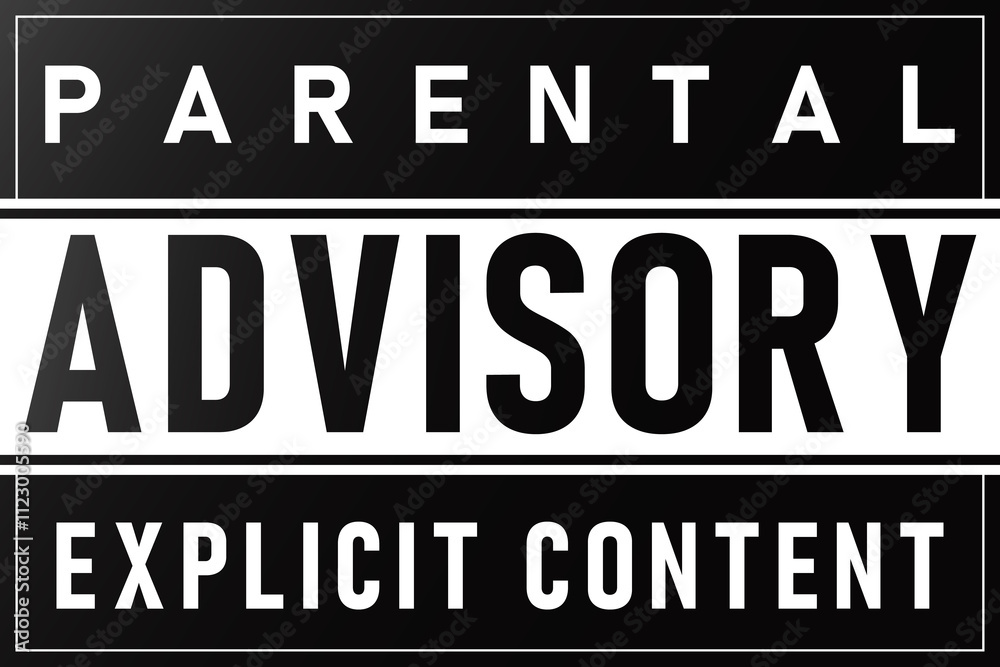 Grunge White Black Sticker Label Tag Caution Warning Advisory Parental Explicit Content Vector ...