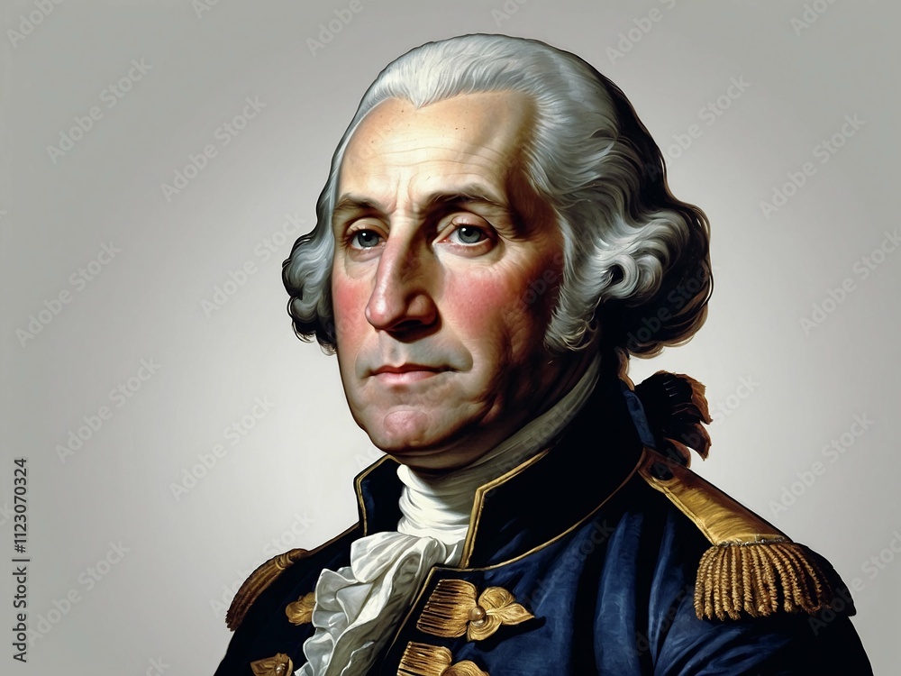 classic portrait of george washington on white background isolated as ...