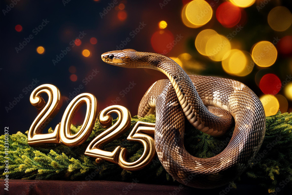 025 year new year numbers close-up hour of snakes snake on numbers 2025 ...