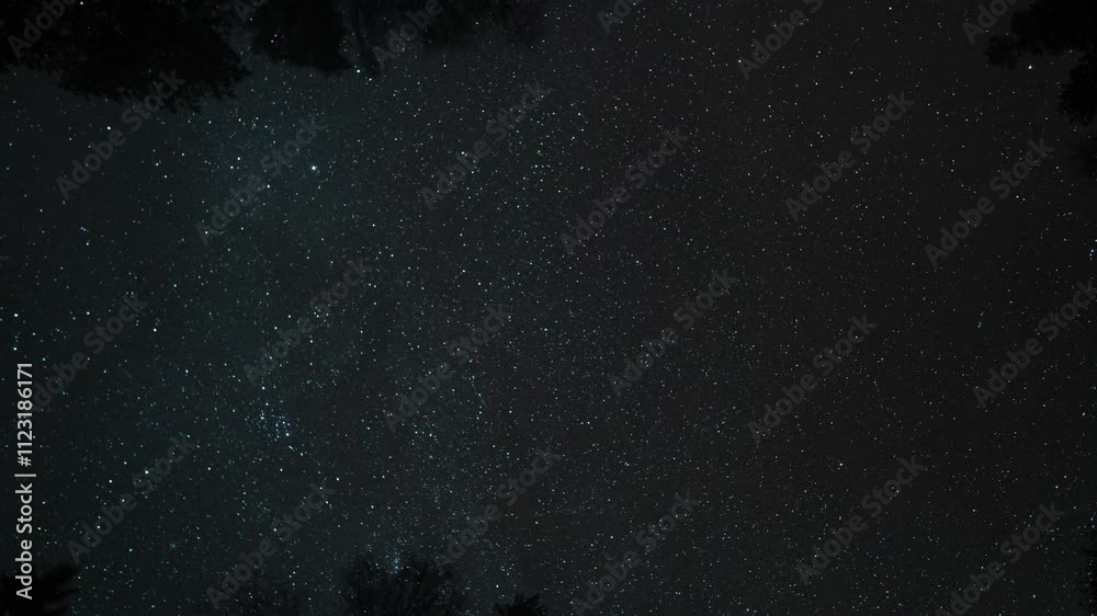 A time lapse of the starry sky and the milky way in between dark ...