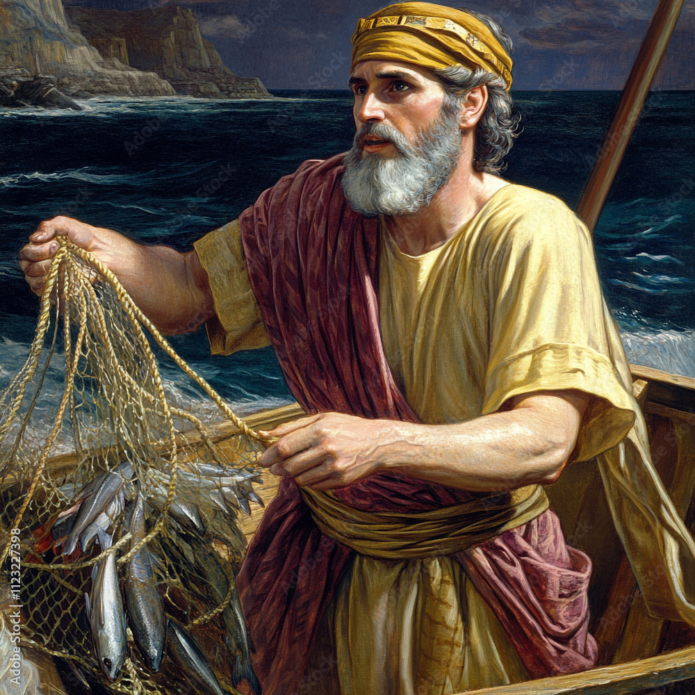 Apostle Peter and the Miraculous Catch of Fishes. For Gospel ...