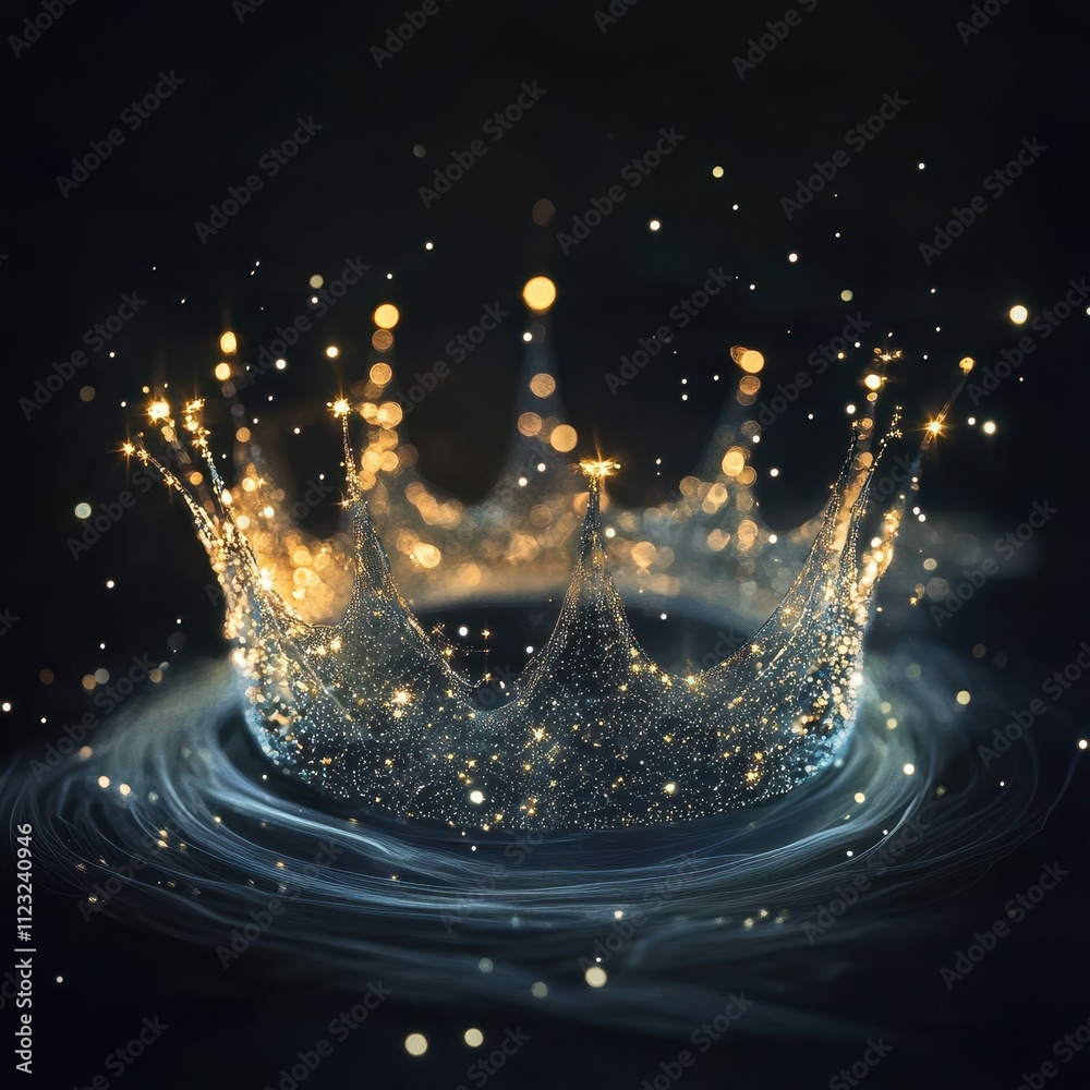 Levitating Crown of Starlight in Dark Space Magical Art Composition ...