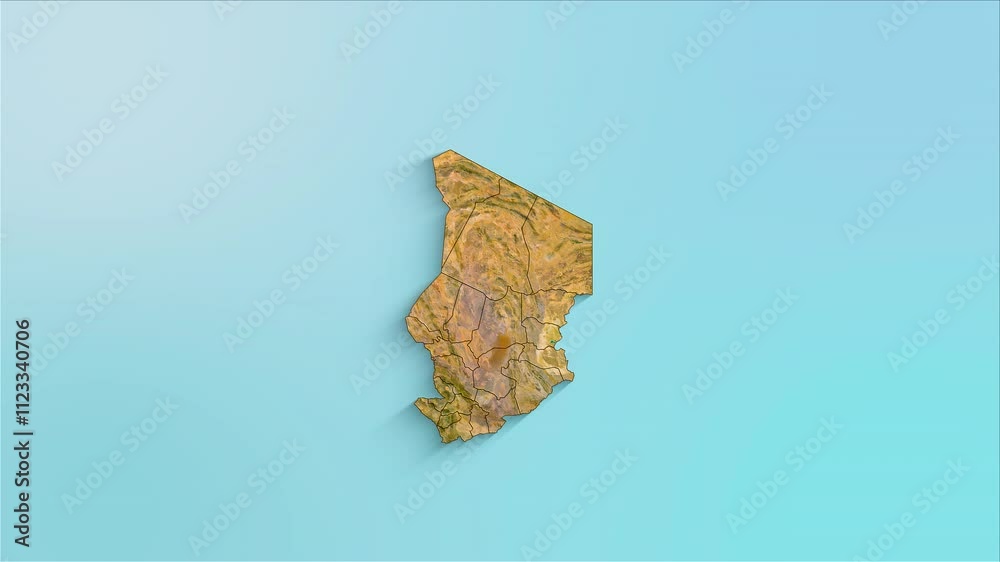 Chad Animated Map Showing Individual Regions Forming the Country. Chad ...