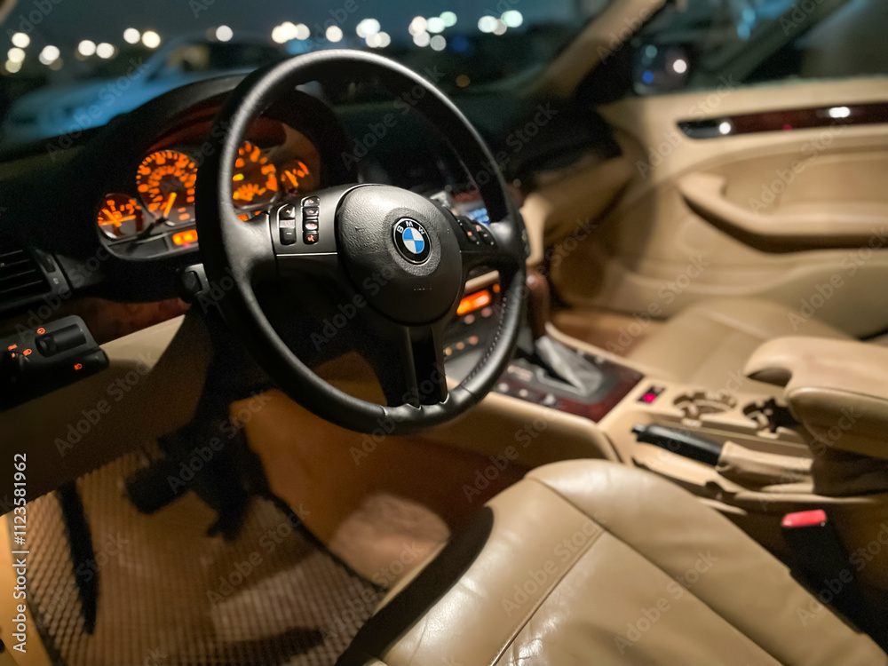 BMW 3 series E46 325xi, luxury car interior, steering wheel, dashboard ...
