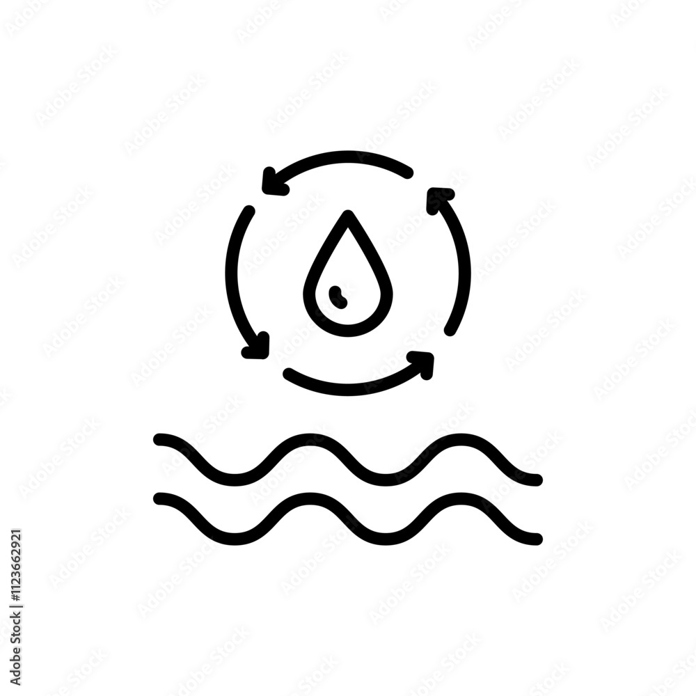 Filter water line icon. Osmosis and desalination. Filtration process ...