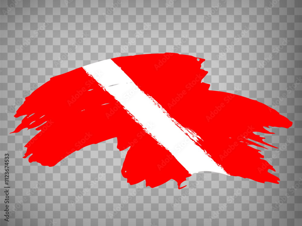 Diver Down Flag brush stroke background. Waving Scuba flag. Flag Diver ...