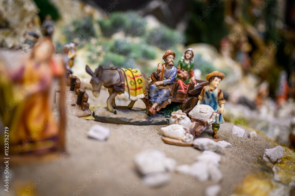 Beautiful Nativity Scene with Figurines Depicting the Birth of Jesus ...
