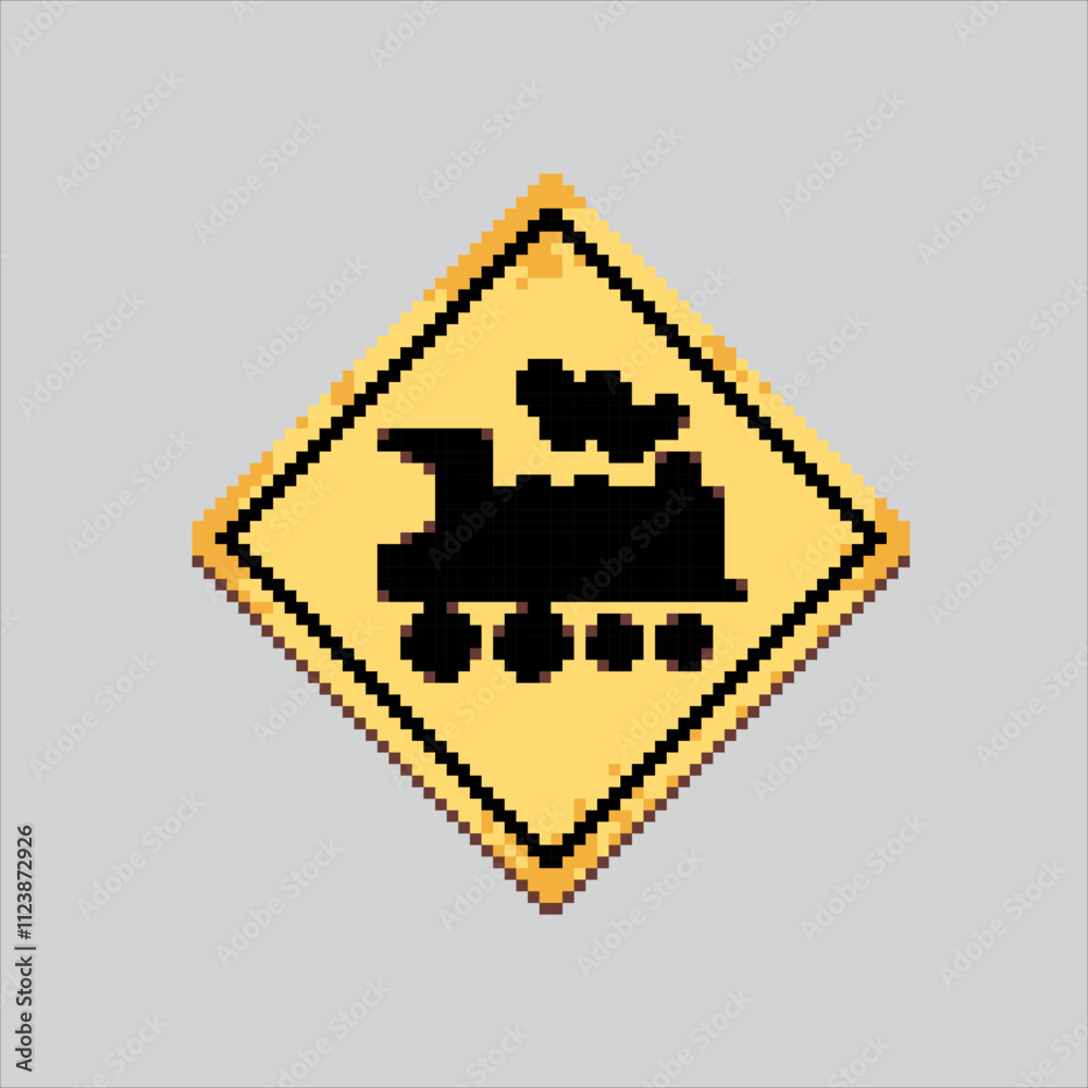 Pixel art illustration Train Sign. Pixelated Railway Train. Train ...