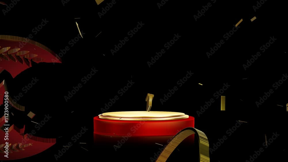 luxury golden stage 25th anniversary logo green screen background Stock ...