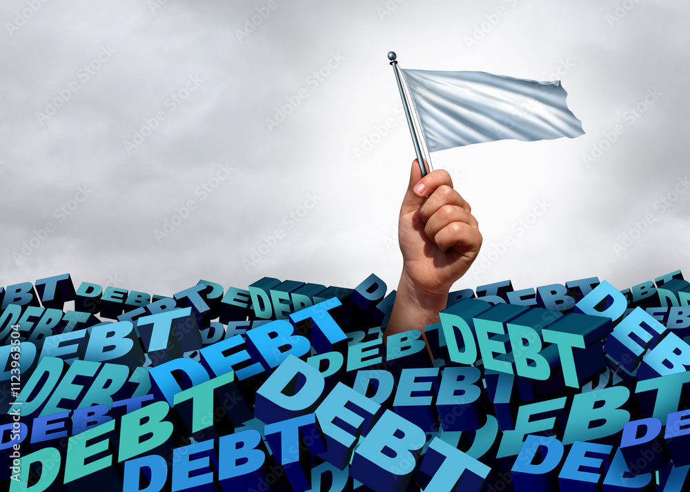 Poster Drowning In Debt as a desperate financial situation due to over ...