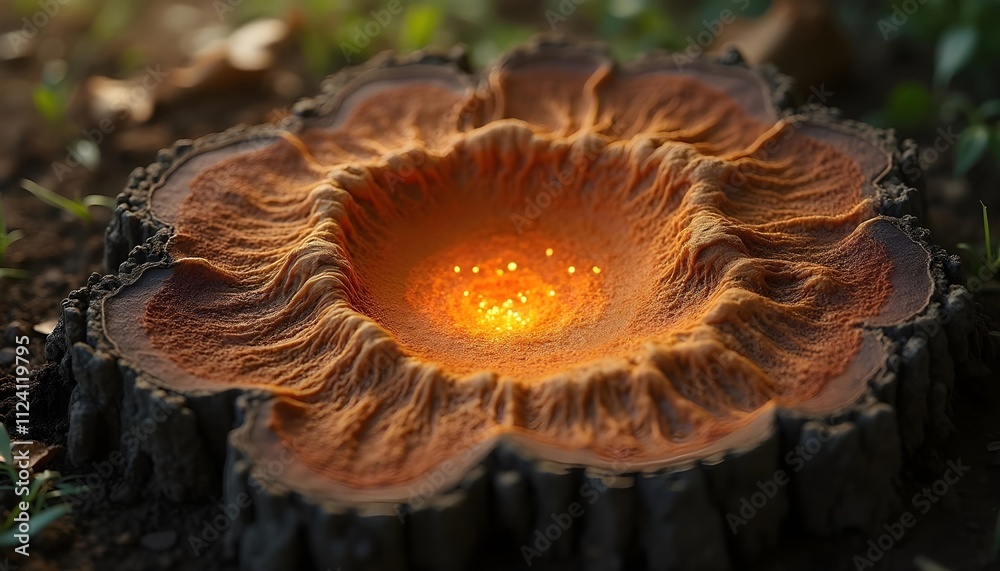 The microscopic structure inside plants, with roots in the center ...