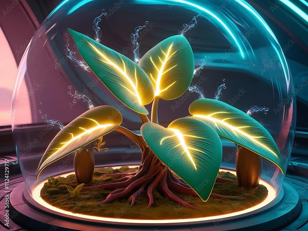 Futuristic 3D Model of Plant Demonstrating Photosynthesis and ...