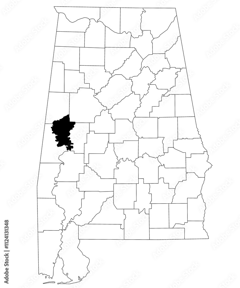 Map of green County in Alabama state on white backround. single County ...