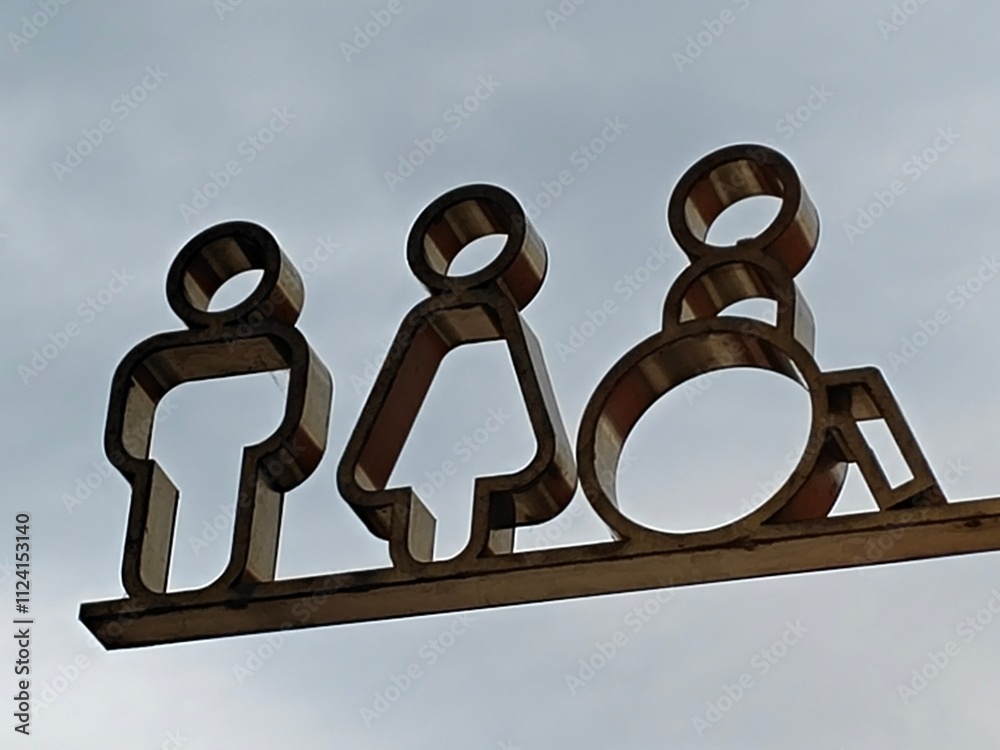 Inclusive Signage Displaying Gender and Ability Symbols Urban Park ...
