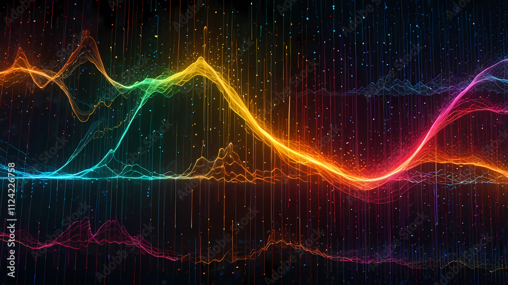 Dynamic Data Flow: Abstract visualization of vibrant, multicolored ...