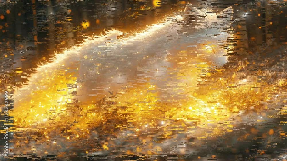 Joyful kitsune dashes through glowing foliage in a magical twilight ...