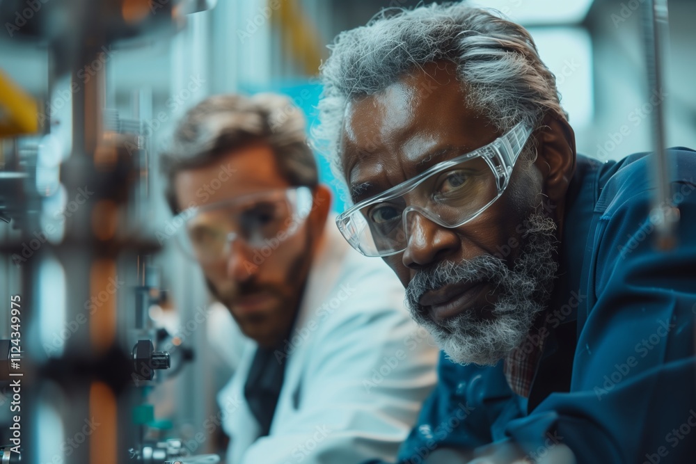 Two scientists working together in a laboratory, showcasing teamwork ...