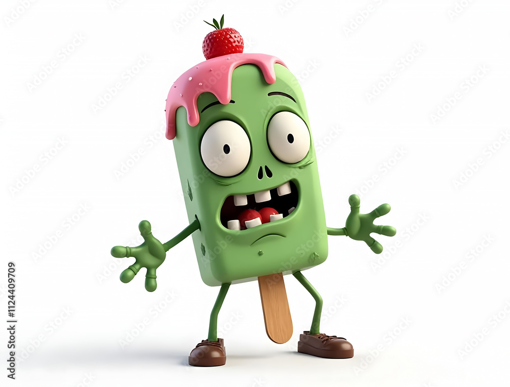 Horrifying Zombie Ice Cream Character – Halloween Illustration with ...