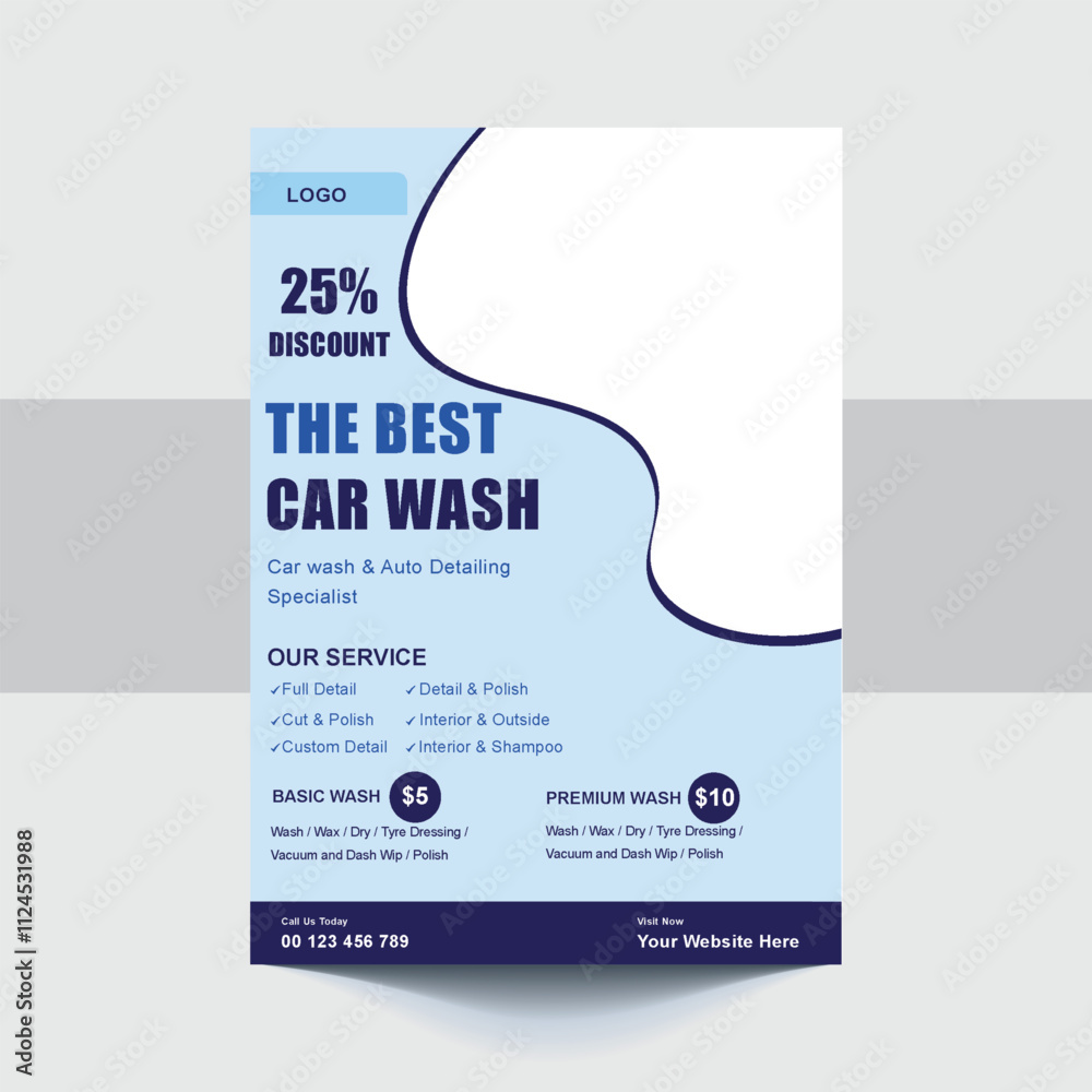 Modern Car Wash Flyer - Auto Detailing, Car Rental, Service Price List ...